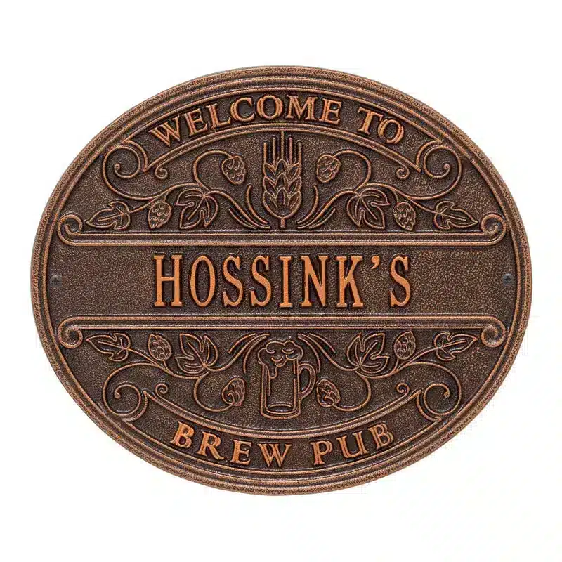 brew pub sign customized hops barley stein - Welcome Plaque