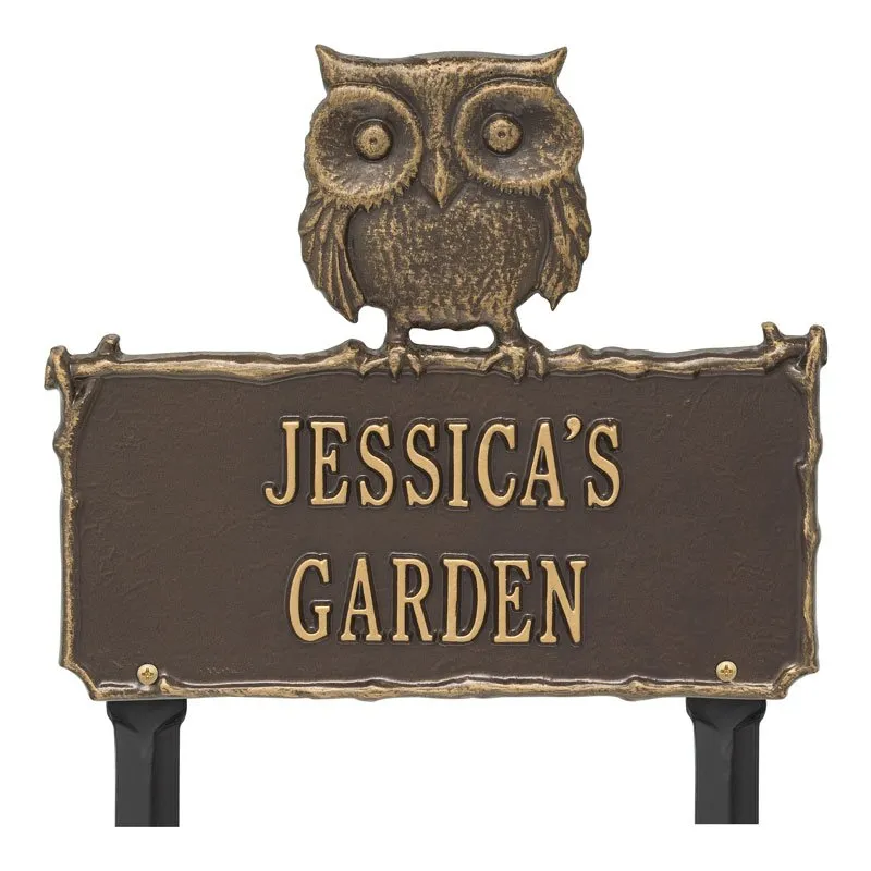 charming sweet eye catching fun garden sign | Owl Garden Plaque