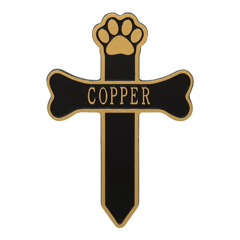 Dog Paw and Bone Personalized Memorial Cross | American Cast Bronze ...